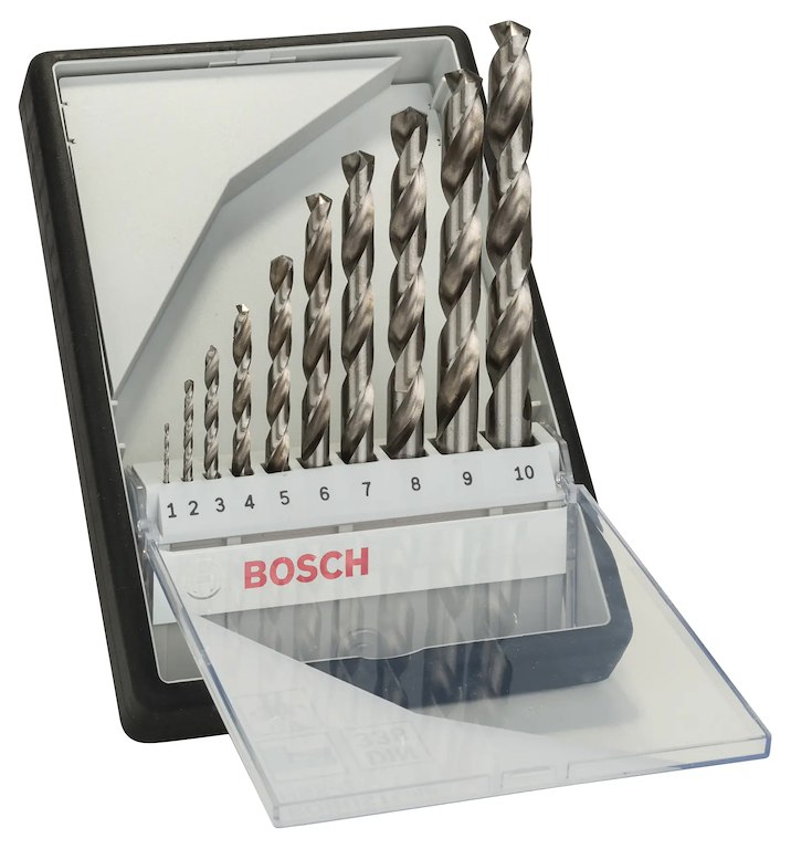 Bosch 10-delni Robust Line set burgija za metal HSS-G, 135° 2607010535, 1; 2; 3; 4; 5; 6; 7; 8; 9; 10 mm, 135°