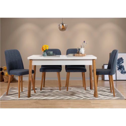Set stola i stolica Costa White Atlantice-Navy Blue (5 komada)