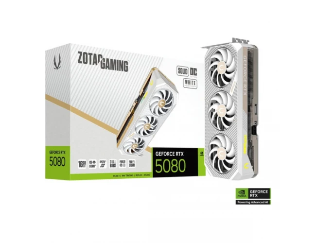 Zotac RTX 5080 SOLID OC White Edition grafička kartica - 16GB GDDR7