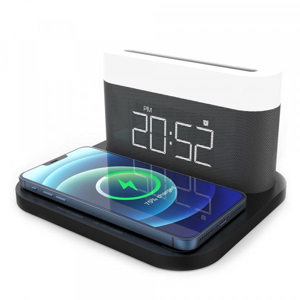 Aurora Lamp with Clock and Wi-Fi Charger