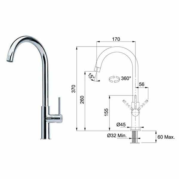 Franke slavina IT FOX hrom 115.0250.143