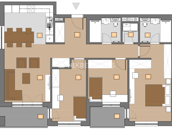 Beograd - Novogradnja - Tošin bunar - Objekat Vila Radina - Trosoban stan 103.34 m2