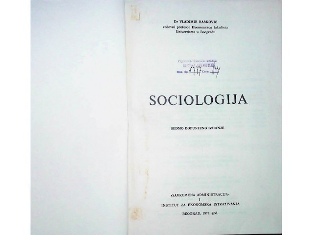 Vladimir Rašković ➡️ Sociologija ➡️ 1972 g