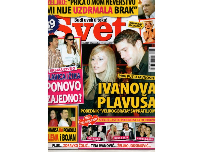 Svet 14 februar 2007 Bojan Marovic Ksenija Pajcin Indy