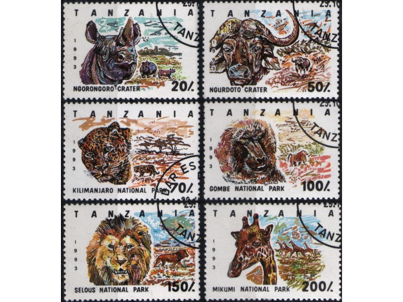 kt697l 29.okt1993 Tanzania Mi1607-13 -o- 6od7