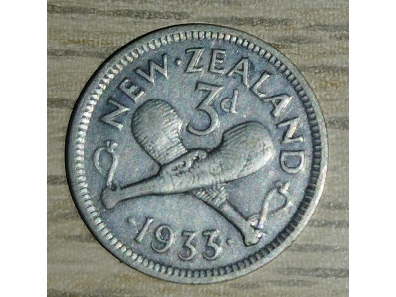 E30 3 pence Novi Zeland 1933 srebrnjak 1,41g srebro