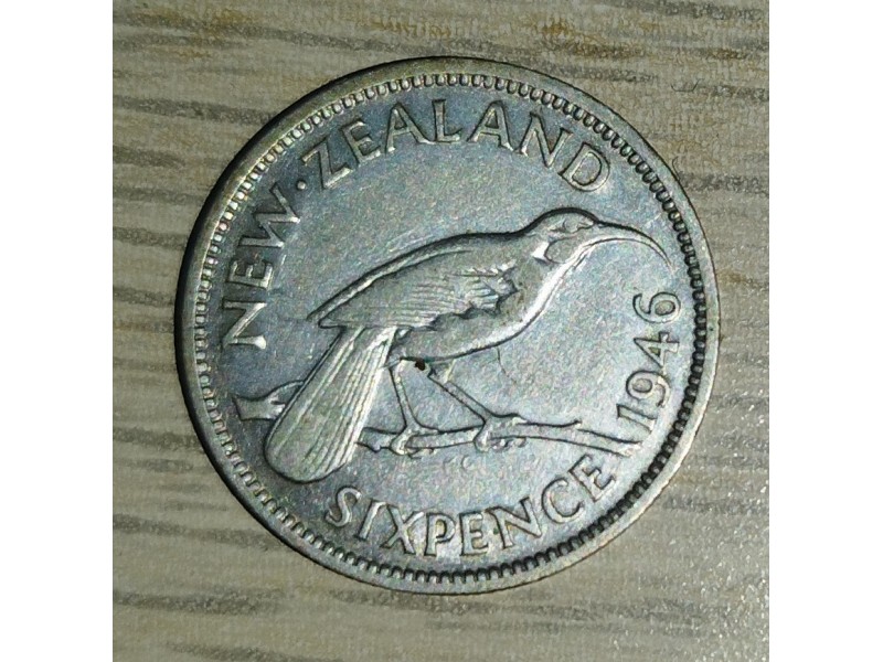 E31 6 pence Novi Zeland 1946 srebrnjak 2,83g srebro