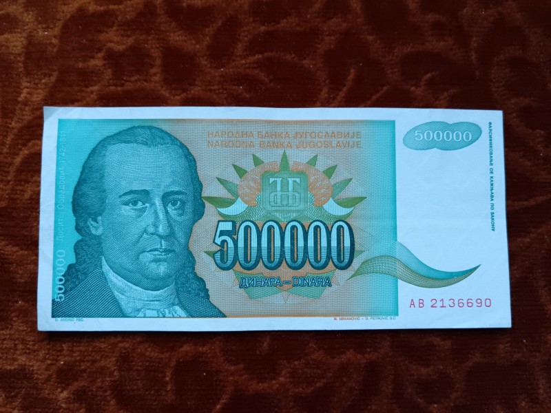 Jugoslavija 500.000 dinara,1993 god.aUNC,AB