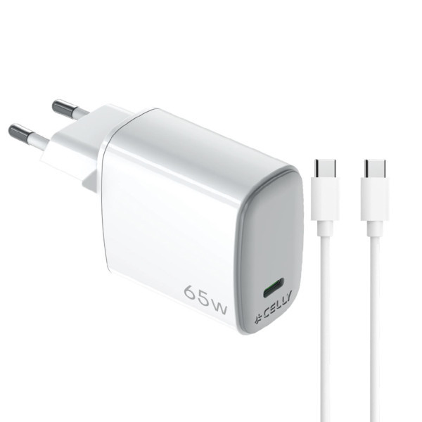 CELLY Kućni punjač 65W GaN + USB-C na USB-C kabl