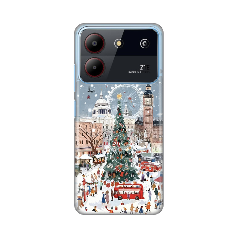 Zastitna ultra tanka (skin) maska / futrola PRINT - ZTE Blade A54 Christmas Town