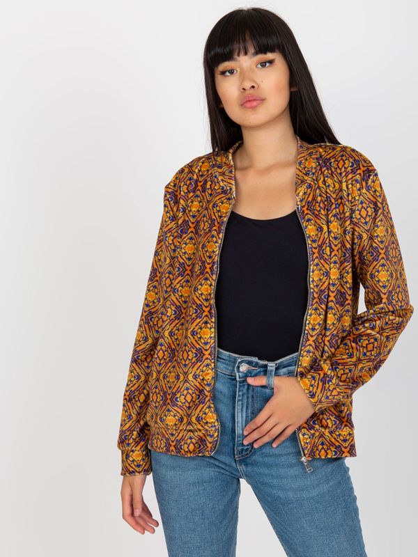 DARK YELLOW PATTERNED VISCOSE BOMBER SWEATSHIRT RUE PARIS