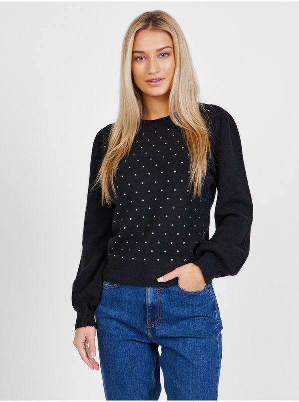 BLACK WOMEN'S PATTERNED SWEATER WITH BALLOON SLEEVES LIU JO - WOMEN