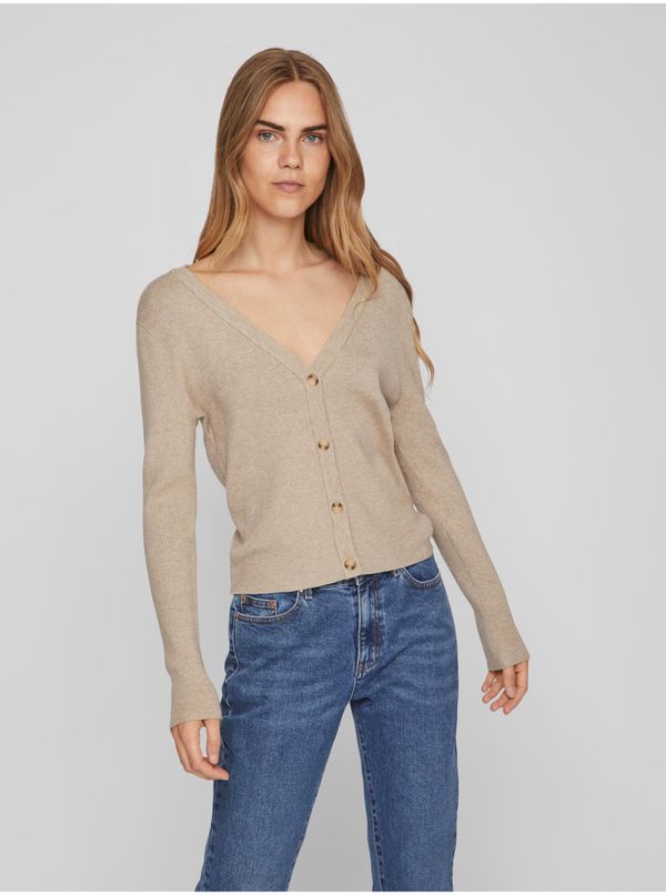 BEIGE WOMEN'S RIBBED CARDIGAN VILA COMFY - WOMEN