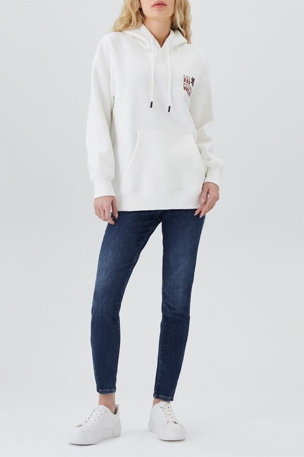 LEE COOPER ELLA WOMEN'S HOODED SWEATSHIRT ECRU