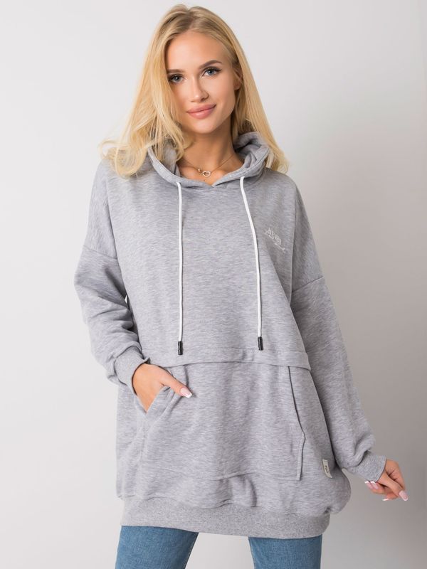 GREY MELANGE WOMEN'S KANGAROO SWEATSHIRT