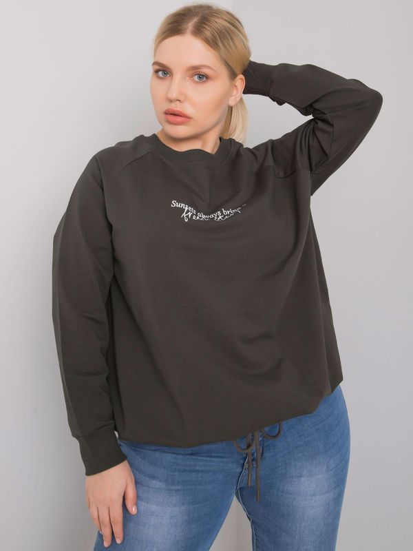DARK KHAKI SWEATSHIRT OF LARGE SIZE WITH THE SLOGAN MARLOW