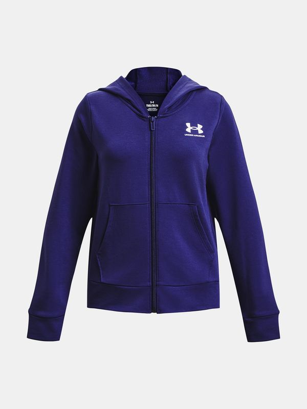 UNDER ARMOUR SWEATSHIRT UA RIVAL TERRY FZ HOODIE-BLU - GIRLS