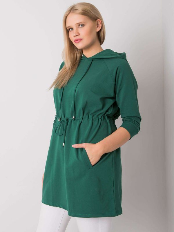DARK GREEN LONGER SWEATSHIRT