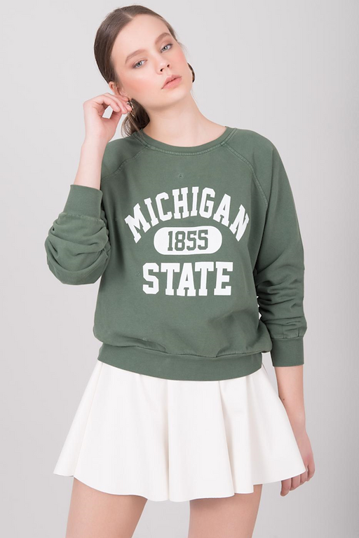 DARK GREEN SWEATSHIRT WITH BSL PRINT