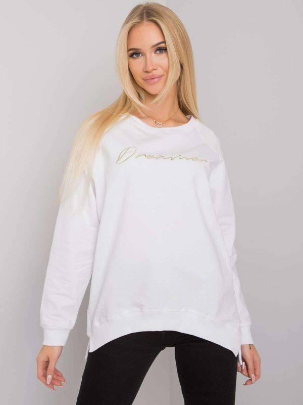 RUE PARIS LADIES WHITE COTTON SWEATSHIRT