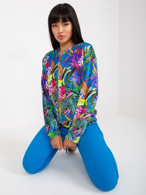 BLUE-VIOLET BOMBER SWEATSHIRT WITH PRINT RUE PARIS