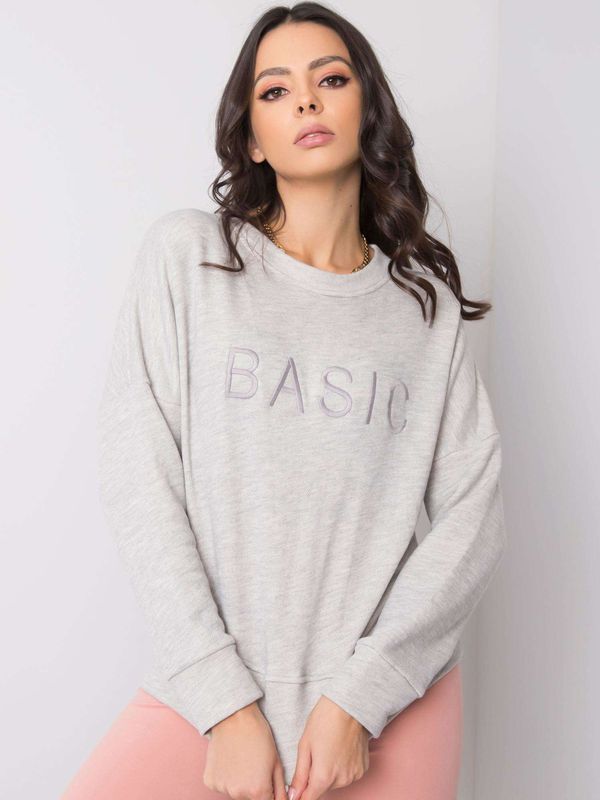 WOMEN'S LIGHT GREY MELANGE COTTON SWEATSHIRT