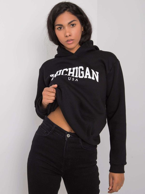 RUE PARIS BLACK WOMENS KANGAROO SWEATSHIRT