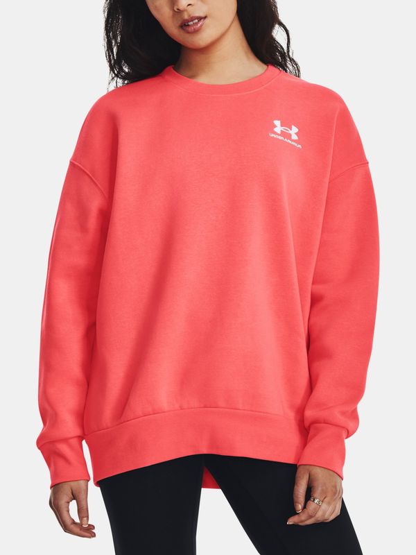 UNDER ARMOUR SWEATSHIRT ESSENTIAL FLC OS CREW-RED - WOMEN