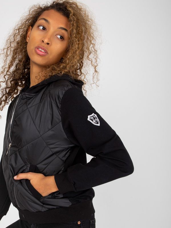 BLACK WOMEN'S BOMBER SWEATSHIRT WITH STITCHING RUE PARIS
