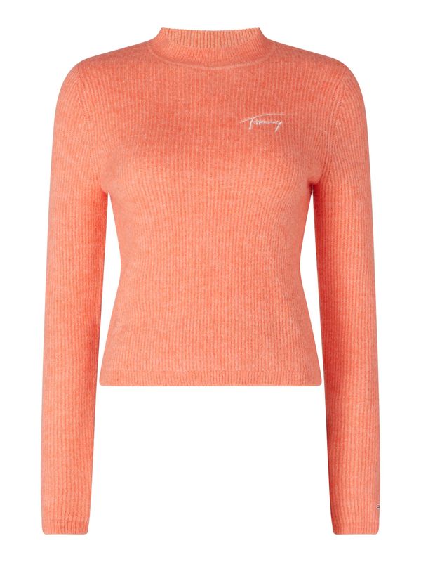 TOMMY JEANS TURTLENECK - TJW SIGNATURE RIB T ORANGE
