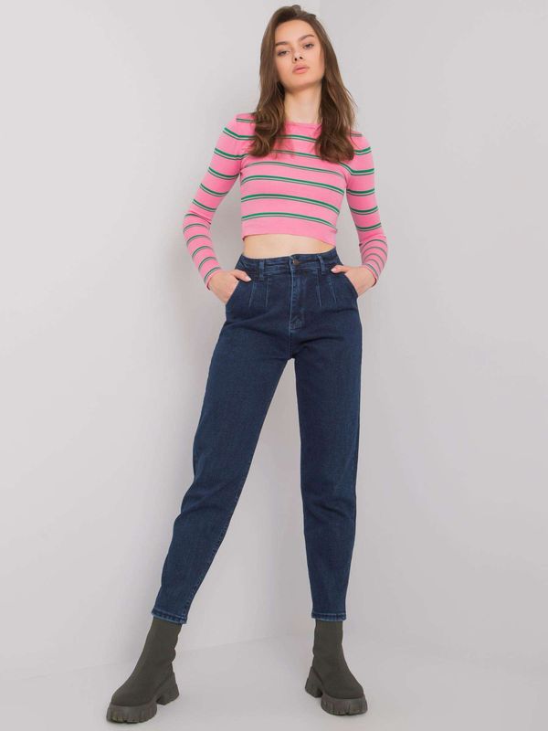 DARK BLUE MOM JEANS FOR WOMEN