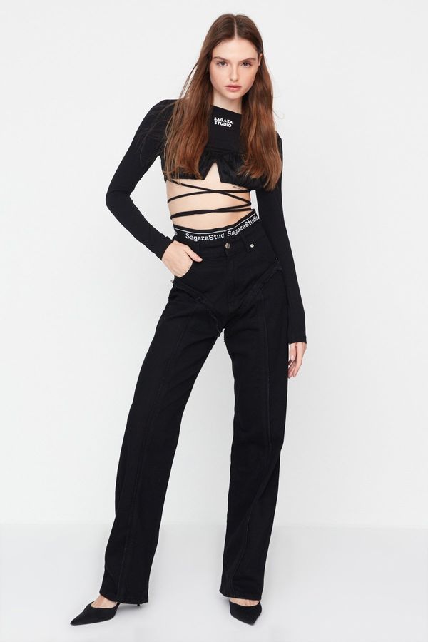 TRENDYOL X SAGAZA STUDIO BLACK WIDE LEG JEANS