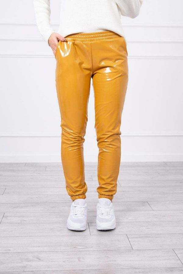 TWO-LAYER TROUSERS WITH VELOUR MUSTARD