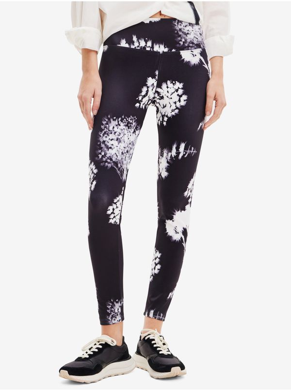 WHITE AND BLACK WOMEN PATTERNED LEGGINGS DESIGUAL AGNES - WOMEN