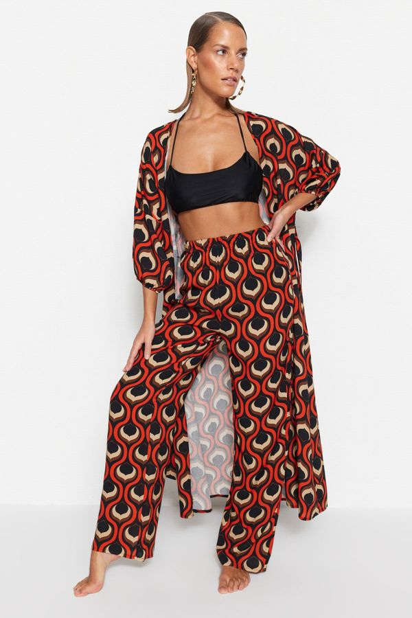 TRENDYOL GEOMETRIC PATTERNED WOVEN TROUSERS