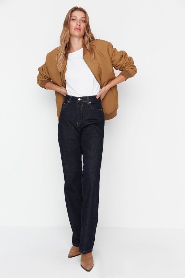 TRENDYOL DARK BLUE HIGH WIDE LEG JEANS