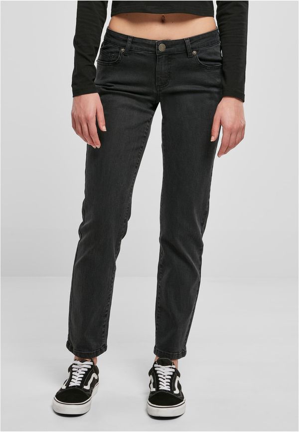 WOMEN'S STRAIGHT DENIM PANTS WITH LOW WAIST - BLACK
