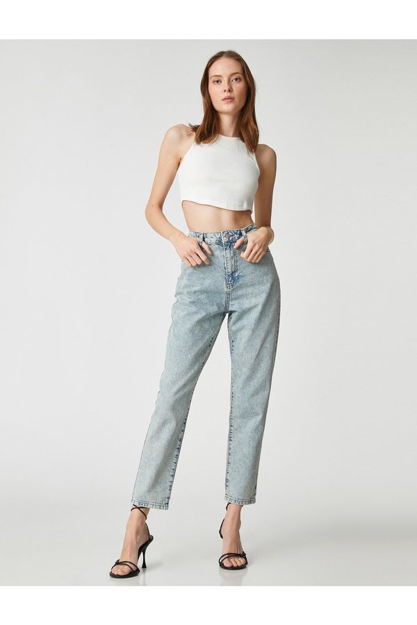 KOTON HIGH WAIST JEANS RELAXED CUT LIGHT SLIM LEG - MOM JEANS