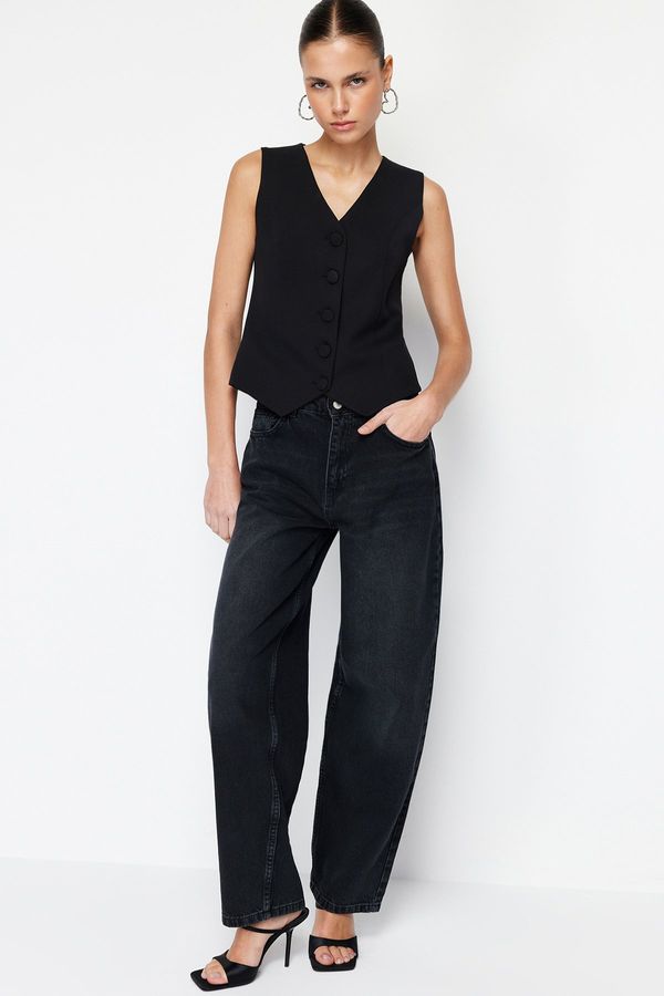 TRENDYOL BLACK LOW WAIST SKATER JEANS