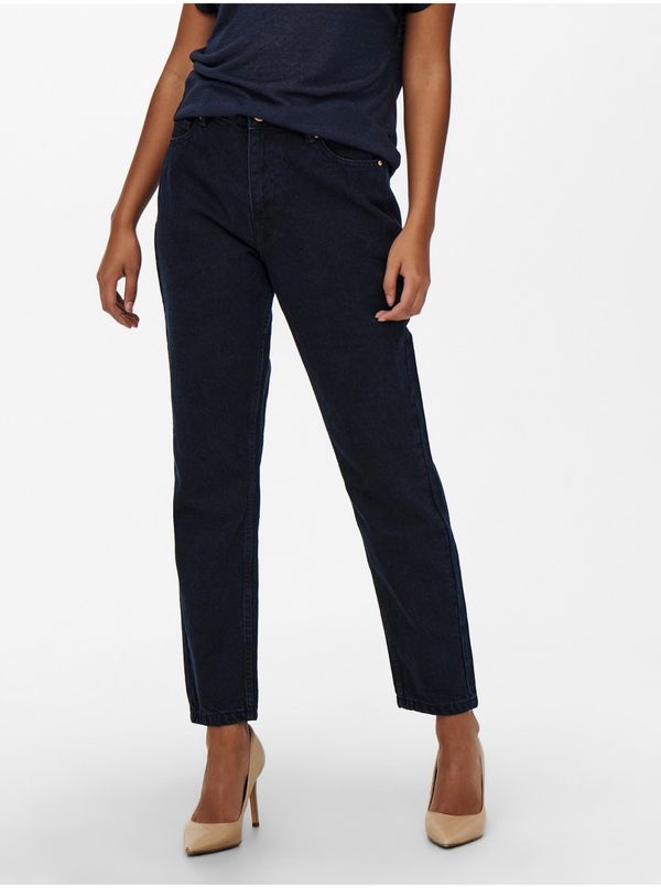 DARK BLUE WOMEN MOM JEANS ONLY JAGGER - WOMEN
