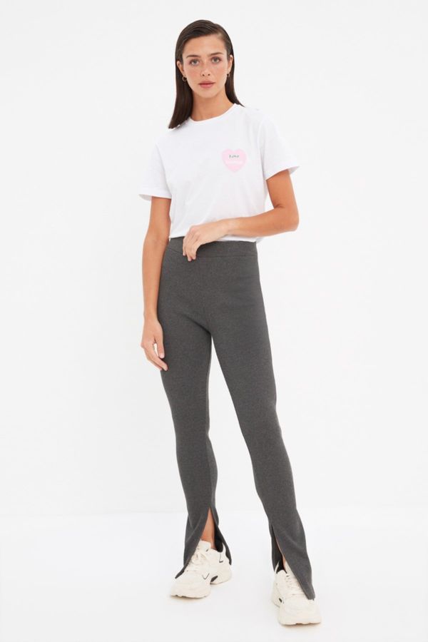 TRENDYOL ANTHRACITE SLIT DETAILED KNITTED LEGGINGS