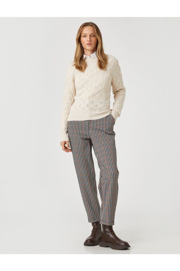 KOTON HIGH WAIST, COMFORTABLE CUT, SKINNY LEG TROUSERS