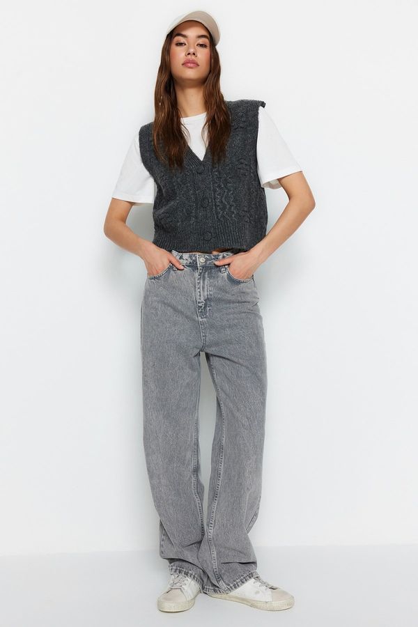 TRENDYOL ANTHRACITE SOFT TEXTURED TRICOT SWEATER