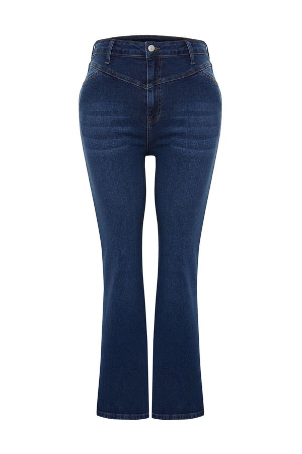 TRENDYOL CURVE BLUE STITCHING DETAILED FLARE FIT DENIM JEANS