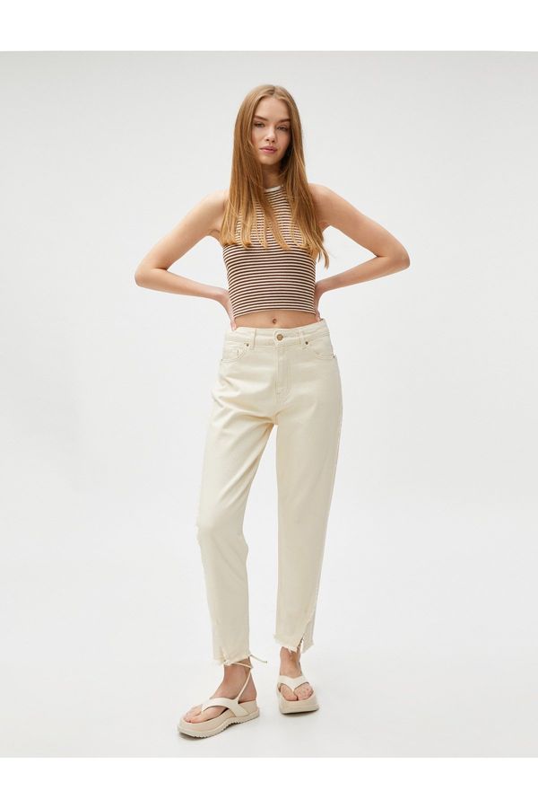 KOTON HIGH WAISTED JEANS. RELAXED FIT, SLIGHTLY SKINNY LEGS - MOM JEANS.