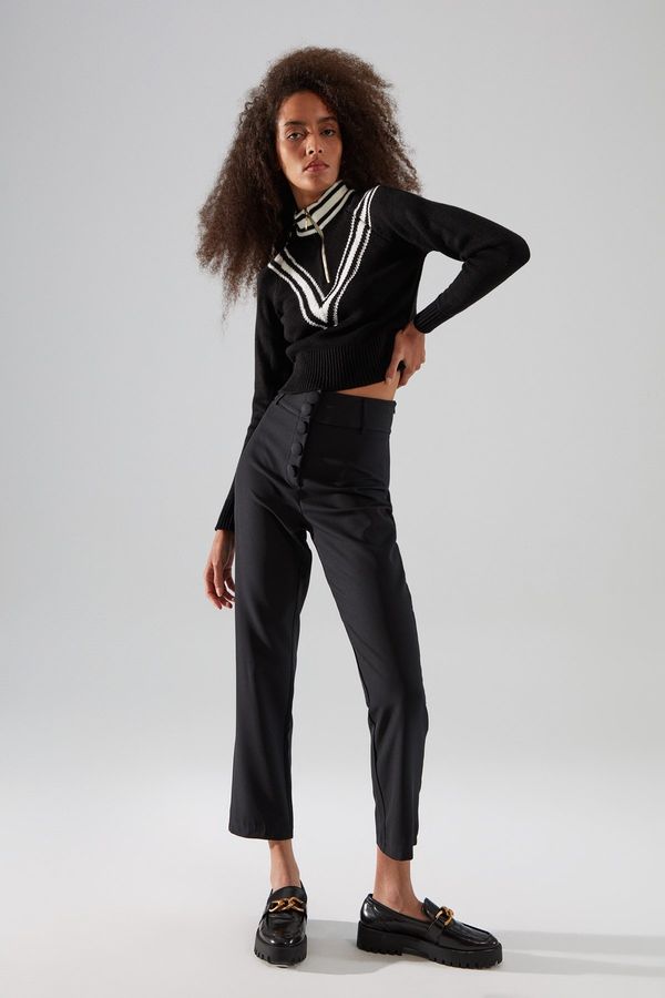 TRENDYOL BLACK WIDE LEG WOVEN TROUSERS