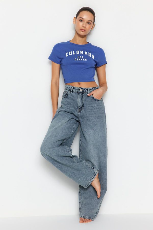 TRENDYOL BLUE LOW WAIST SKATER JEANS