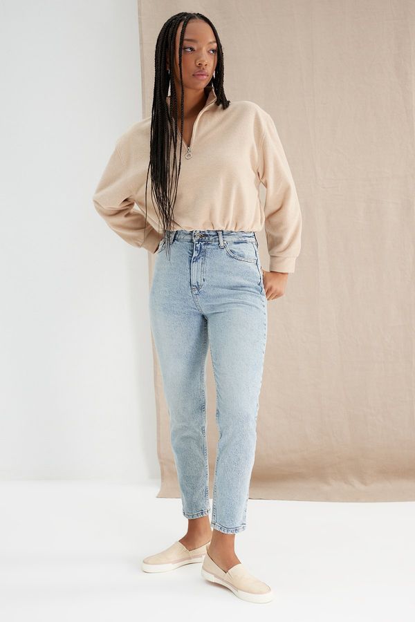 TRENDYOL LIGHT BLUE HIGH WAIST SLIM MOM JEANS