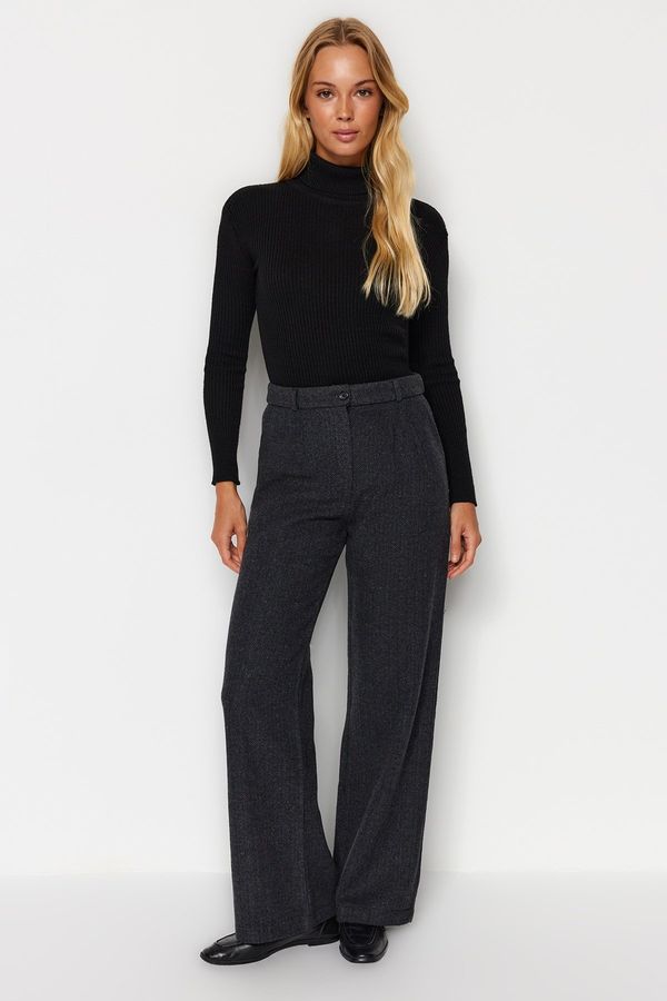 TRENDYOL ANTHRACITE WIDE LEG WOVEN TROUSERS