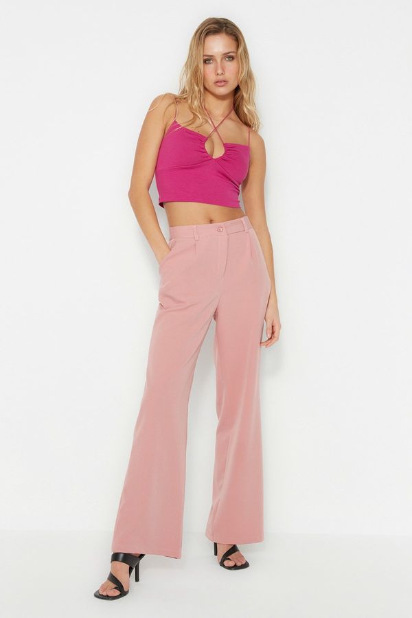 TRENDYOL DRIED ROSE HIGH WAIST WIDE LEG/WIDE LEG PLEATED WOVEN TROUSERS